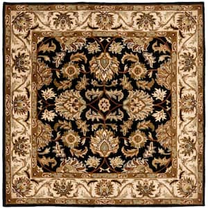 SAFAVIEH Heritage Black/Beige 4 ft. x 4 ft. Square Border Area Rug ...