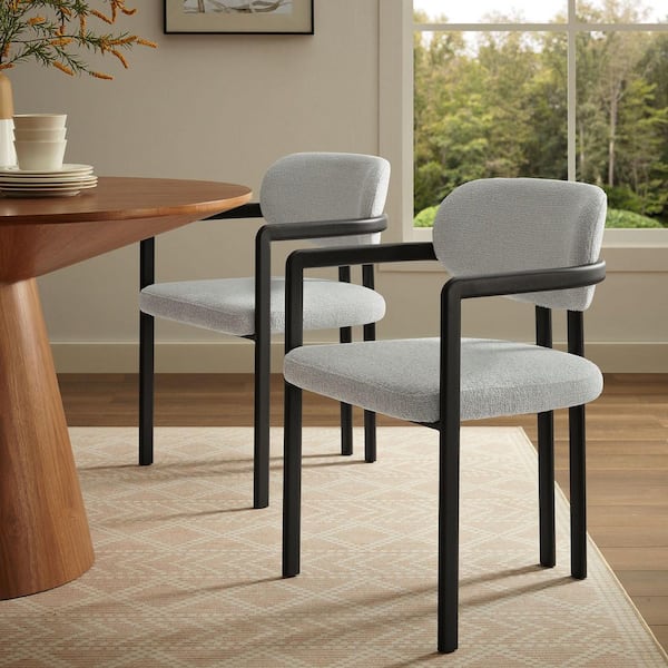 MODWAY Elio Modern Barrel Dining Chair with Open Back in Black Dove ...