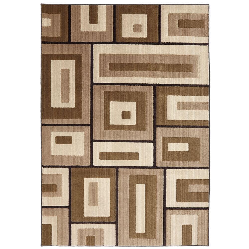 Mohawk Home Modern Blocks Dark Medium Beige 5 ft. x 7 ft. Area Rug ...