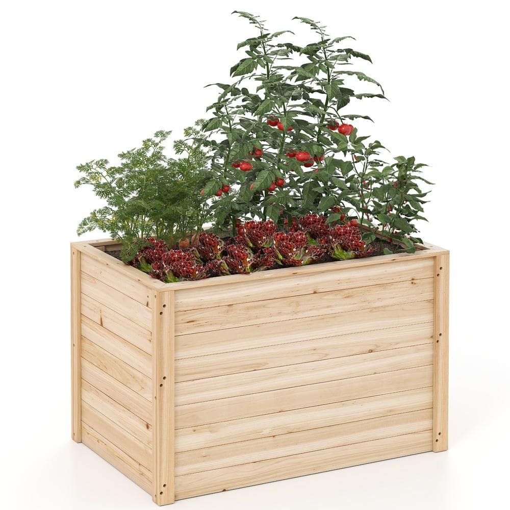 SKONYON Wooden Raised Garden Bed Elevated Planter Box with Open-Ended ...