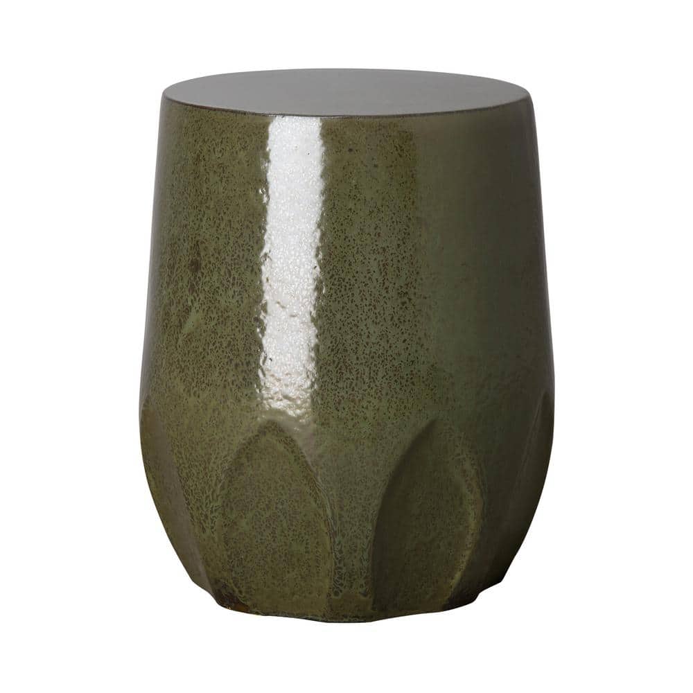 Emissary 18 in. Calyx Metallic Green Ceramic Outdoor Garden Stool ...