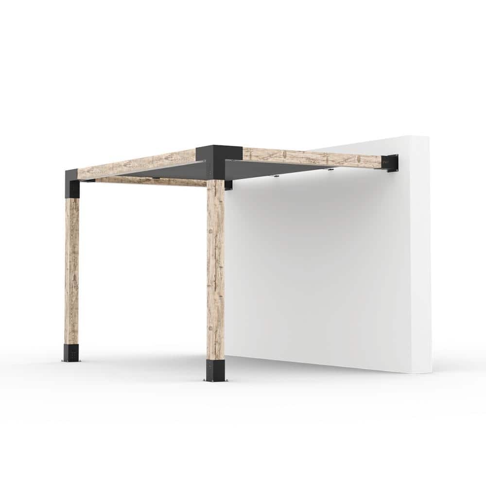 TOJA GRID 10 ft. x 12 ft. Wall Mount Pergola Kit with Graphite Shade ...