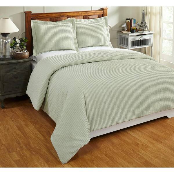 Better Trends Julian Comforter 3-Piece Sage Full/Queen 100% Cotton ...