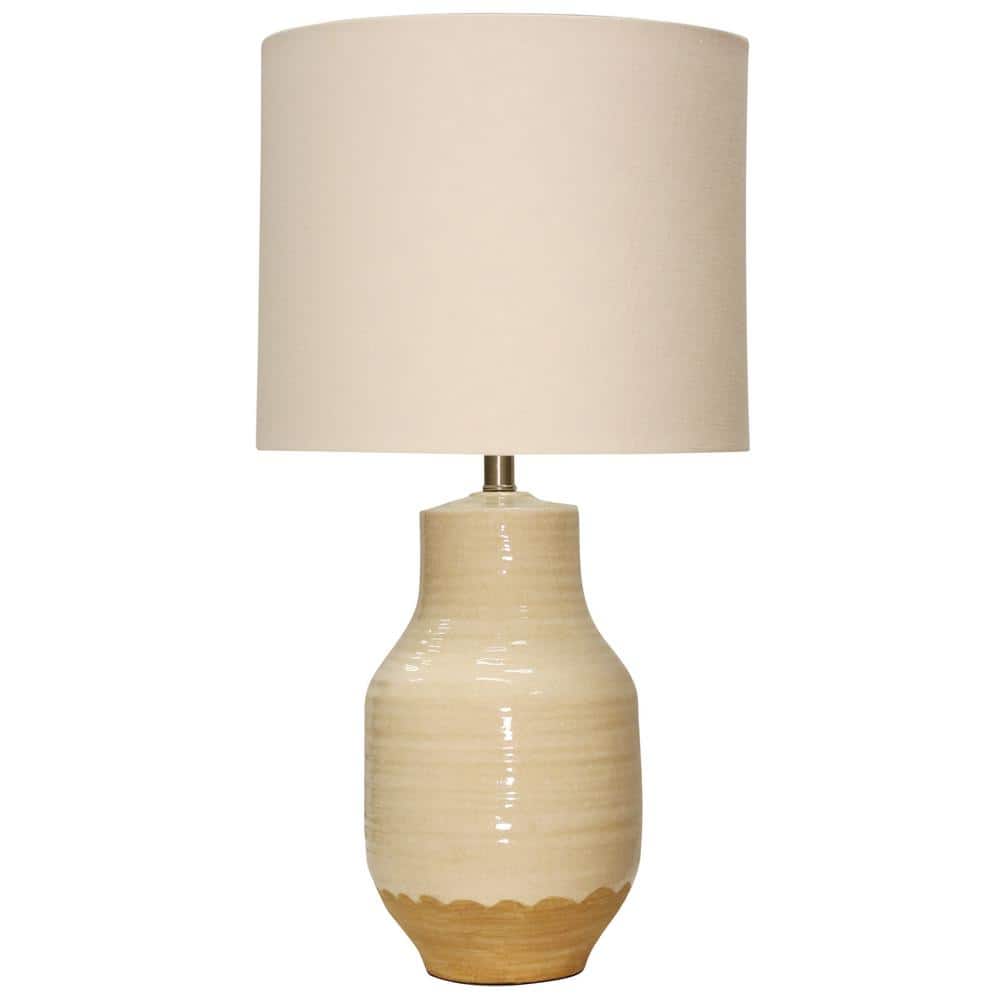 StyleCraft 30 in. Prova Beige Table Lamp with White Hardback Fabric ...
