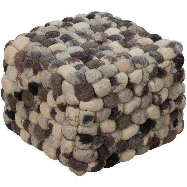 Artistic Weavers Pozega Felted Charcoal Wool Cube Accent Pouf ...