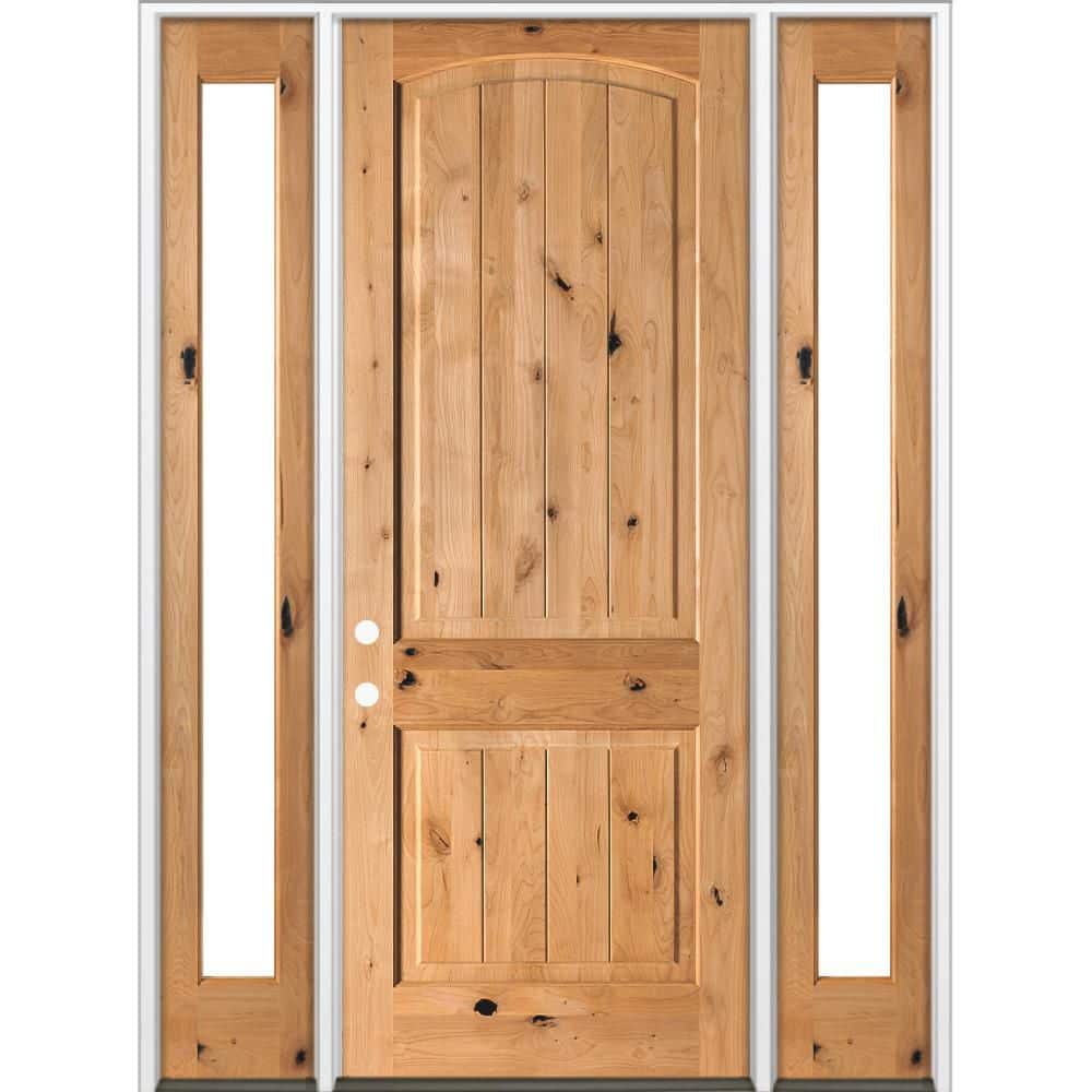 Krosswood Doors 58 in. x 96 in. Knotty Alder Arch Top Right-Hand ...