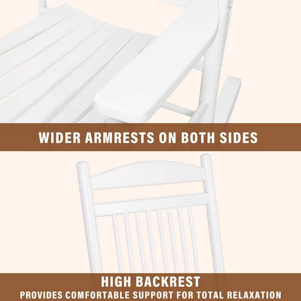VEIKOUS White Solid Wood Patio Outdoor Rocking Chair Set (3 VEIKOUS White Solid Wood Patio Outdoor Rocking Chair Set (3