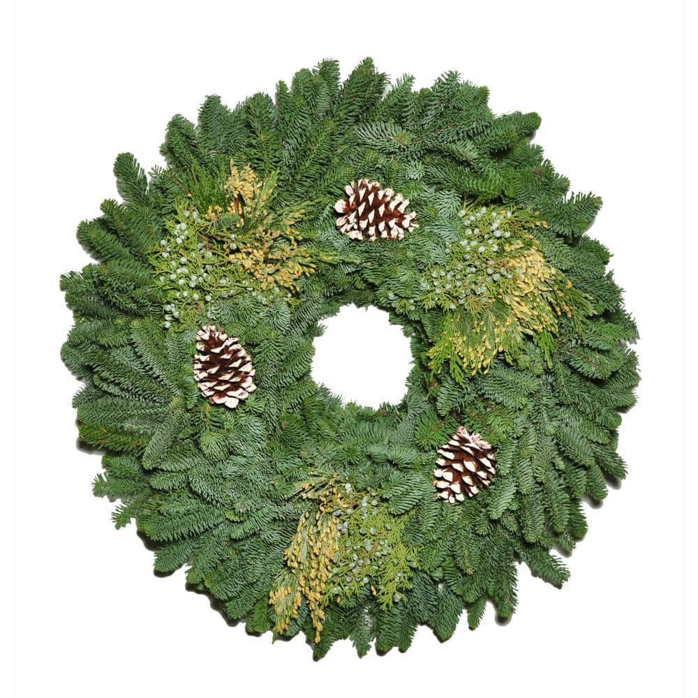 22 in. Fresh Cut Mixed Noble Fir Wreath 726181 - The Home Depot