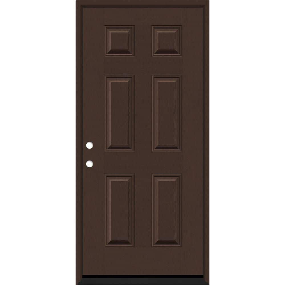 Steves & Sons Regency 36 in. x 80 in. 6 Panel RHIS Chestnut Stain ...