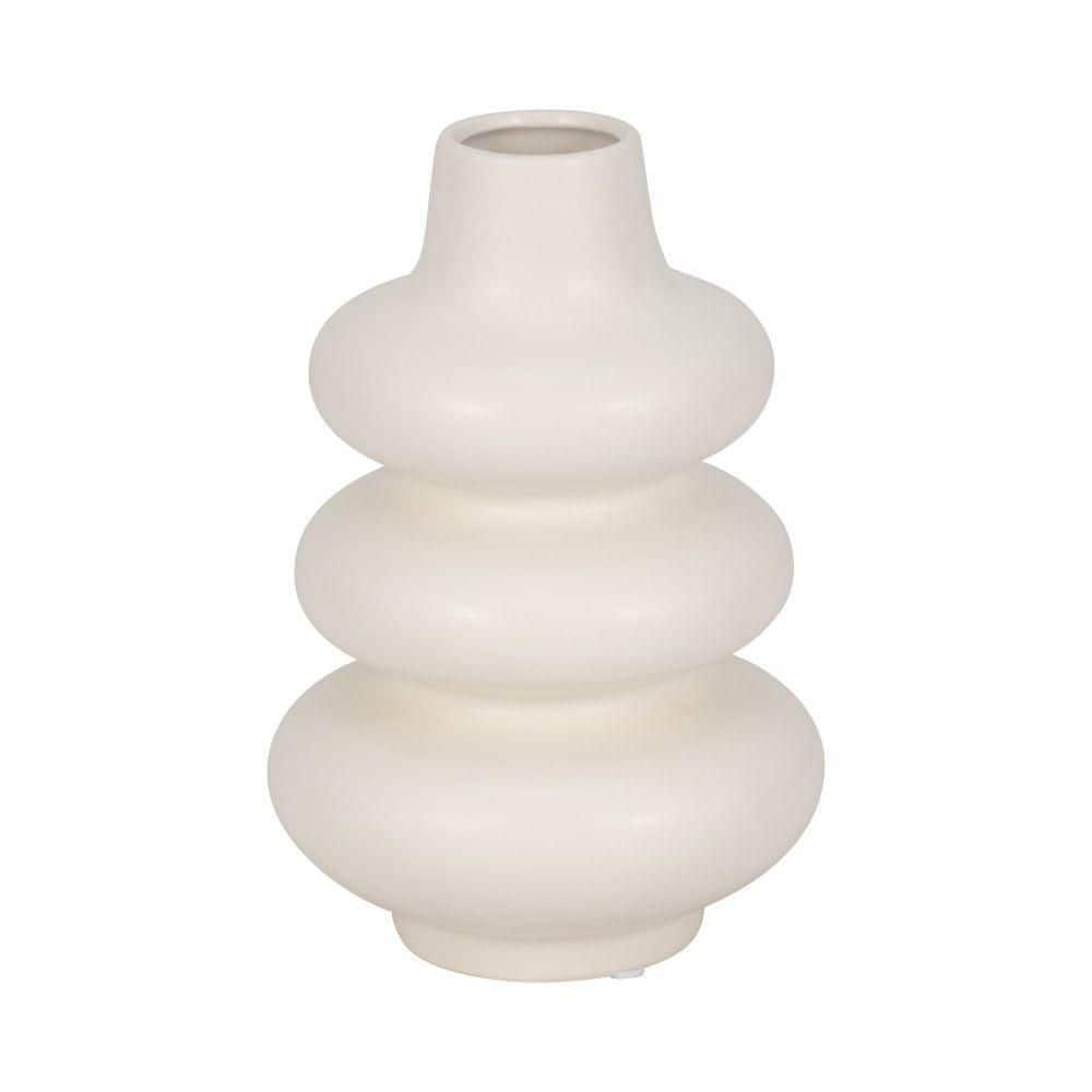 Liv & Skye 9 in. Ivory Stoneware Abstract Stacked Sphere Decorative ...