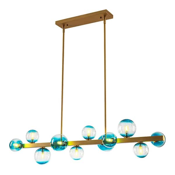 RRTYO Alyssa 12-Light Modern Gold Linear Cluster Chandelier with ...