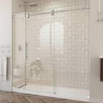 DreamLine Enigma-XO 68 to 72 in. W x 76 in. H Fully Frameless Sliding Shower Door in Brushed ...