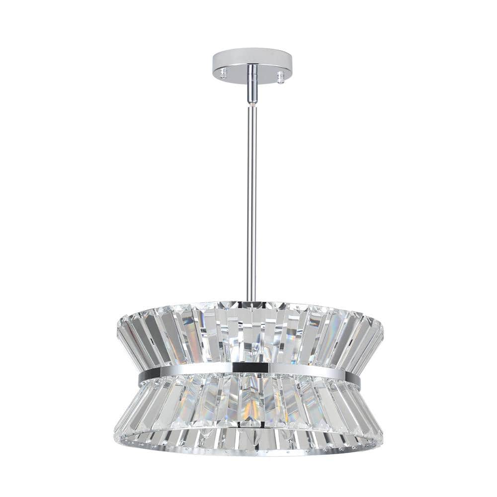 Tatahance 60-Watt 4-Light Transparent Pendant Light with Round Crystal ...