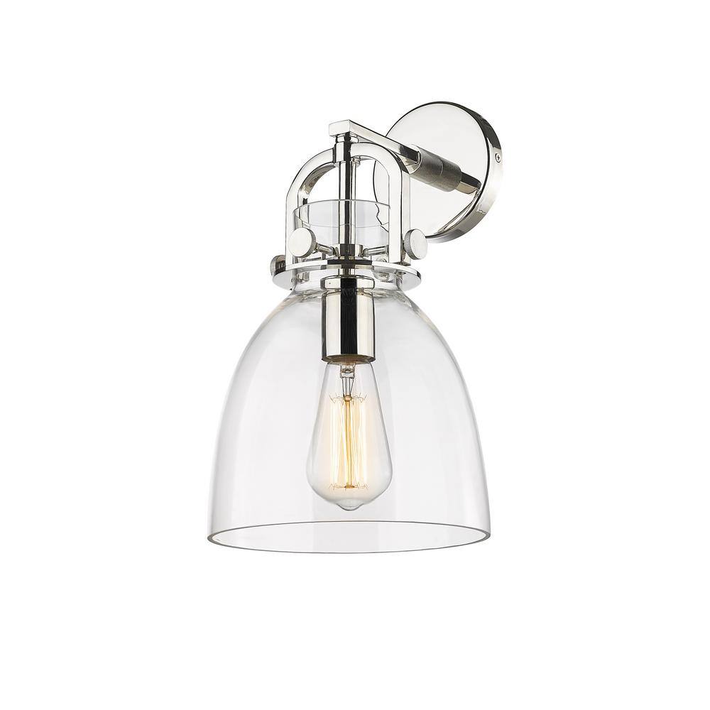 Innovations Newton Bell 1-Light Polished Nickel Wall Sconce with Clear ...
