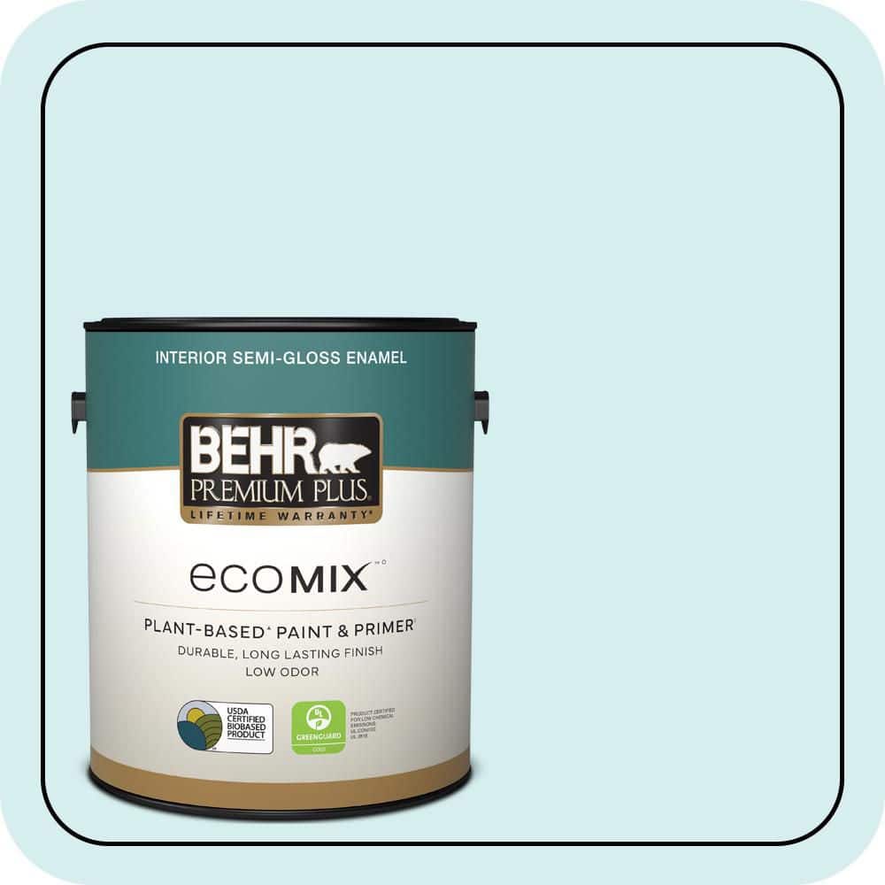 BEHR PREMIUM PLUS 1 gal. #520A-1 Lakeside Mist Semi-Gloss Enamel EcoMix ...