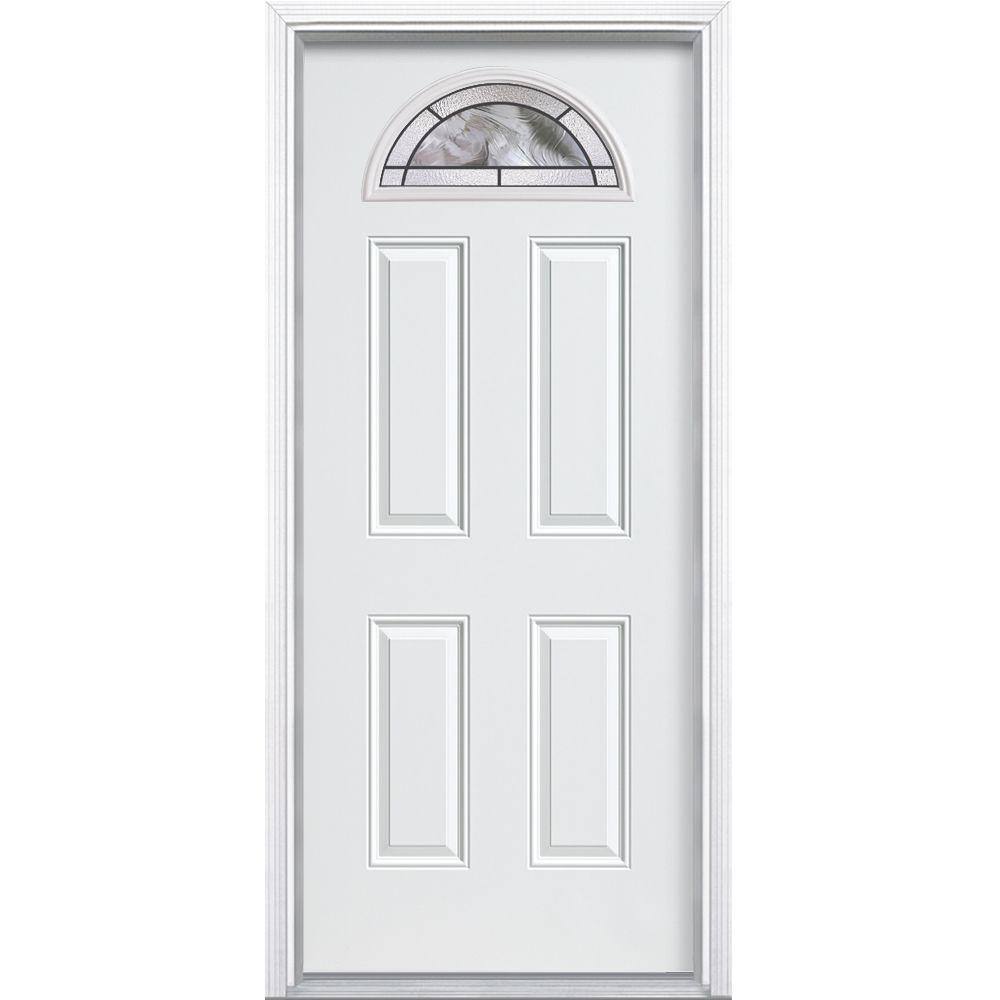 Masonite 36 in. x 80 in. Barougue Fanlite Primed Steel Prehung Front ...