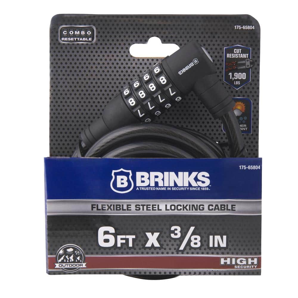 Brinks 3/8 in. x 6 ft. 4-Dial Combination Cable Lock 175-65804 - The ...