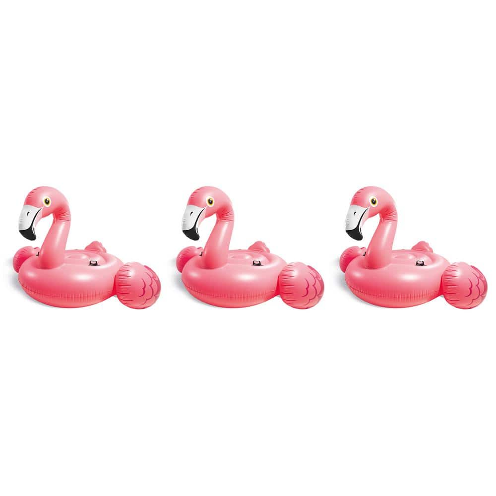 Intex Pink Giant Inflatable 80 Inch Mega Flamingo Ride On Pool Float (3 ...