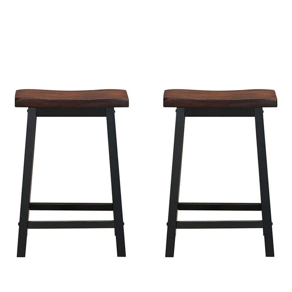 FORCLOVER 24 in. Coffee Backless Wooden Kitchen Dining Room Bar Stool ...