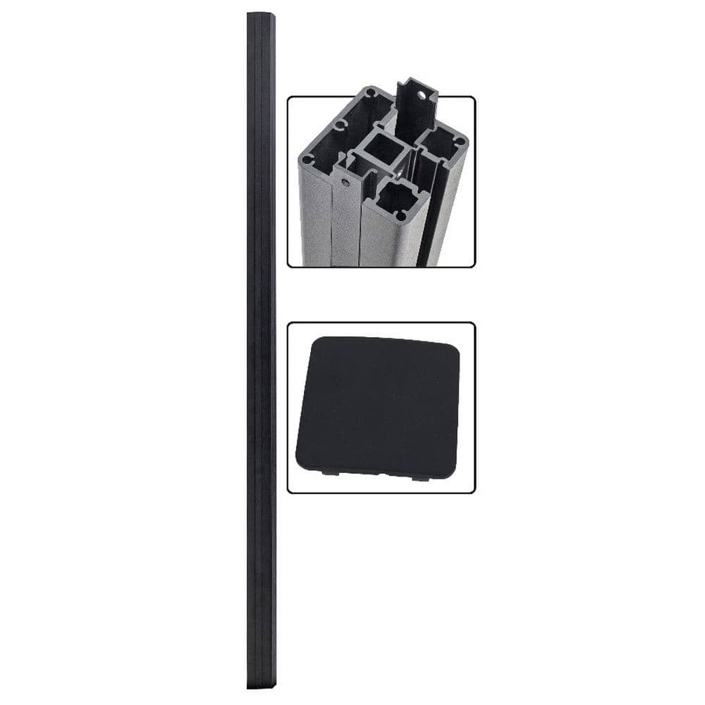 EuroFence Euro Style 3 in. x 3 in. x 8 ft. Matte Black Aluminum Heavy ...