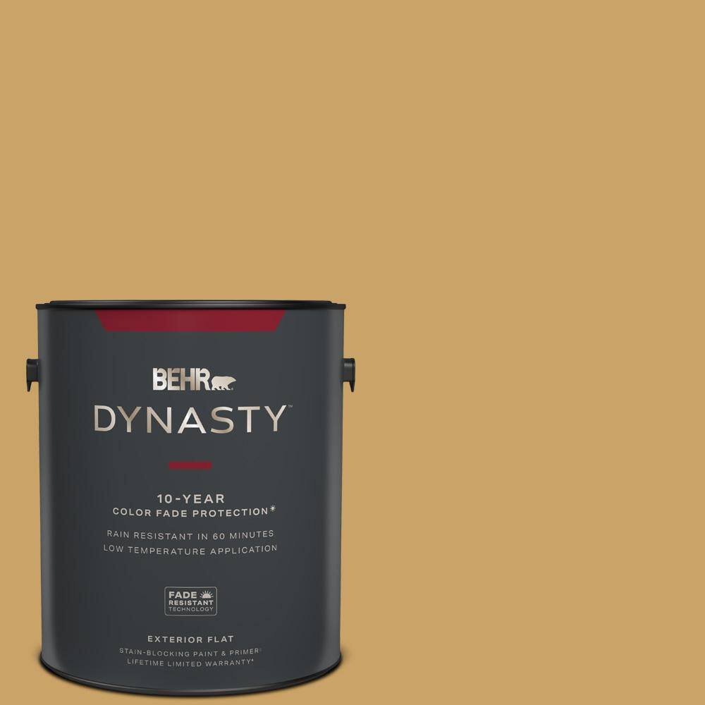 BEHR DYNASTY 1 gal. #PPU6-17 Classic Gold Flat Exterior Stain-Blocking ...