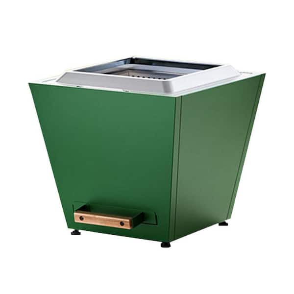 25 in. Green Stainless Steel Wood Burning Outdoor Smokeless Fire Pit ...
