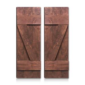 CALHOME 24 in. x 36 in. Pine Wood Closed Board and Batten Z Shutters ...