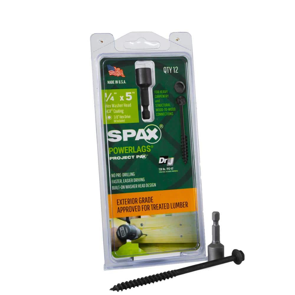 SPAX 1/4 in. x 5 in. Exterior Hex Head Structural Wood Lag Screws ...