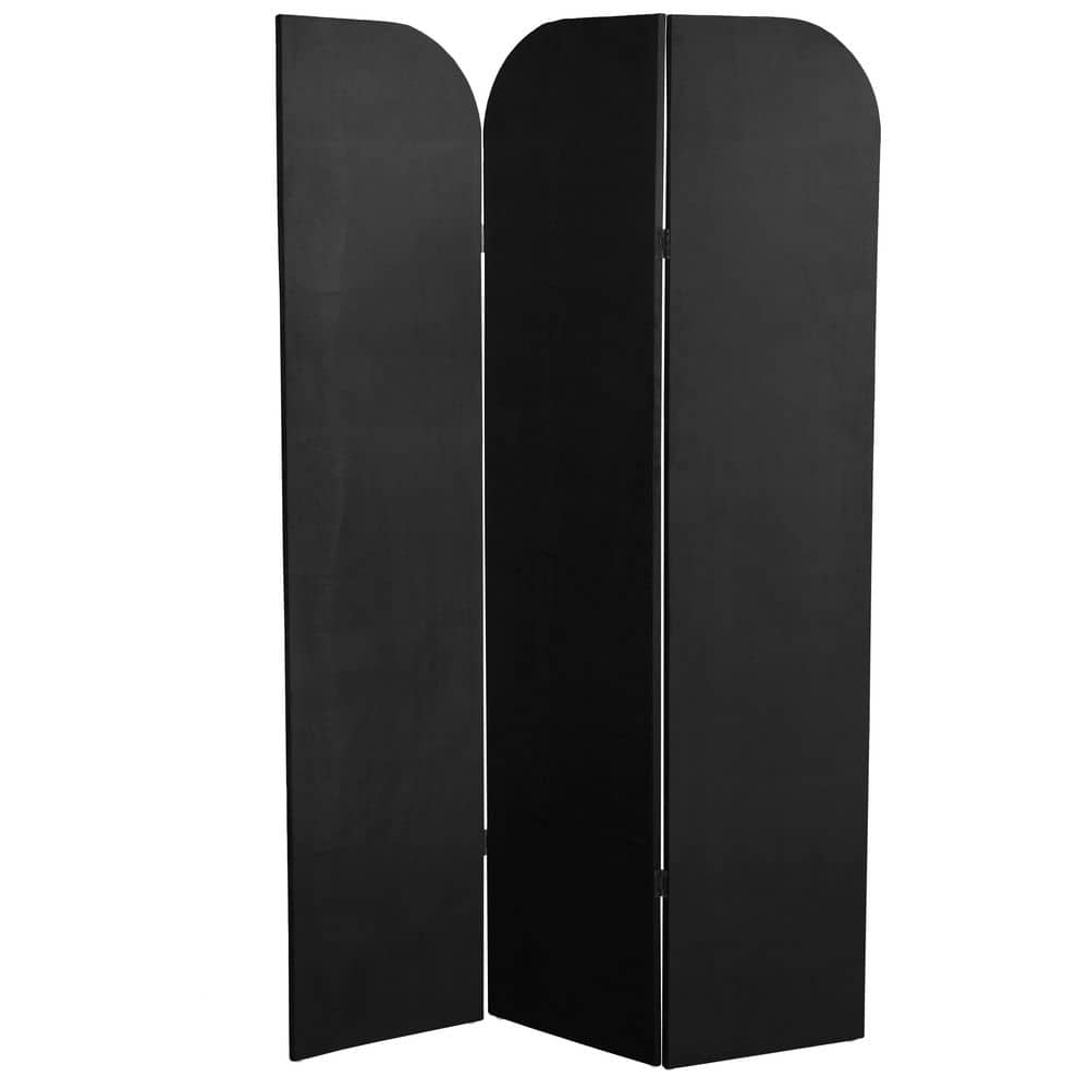 RED LANTERN 6 ft. Black 3-Panel Modern Arch Velvet Room Divider CV-VEL2 ...