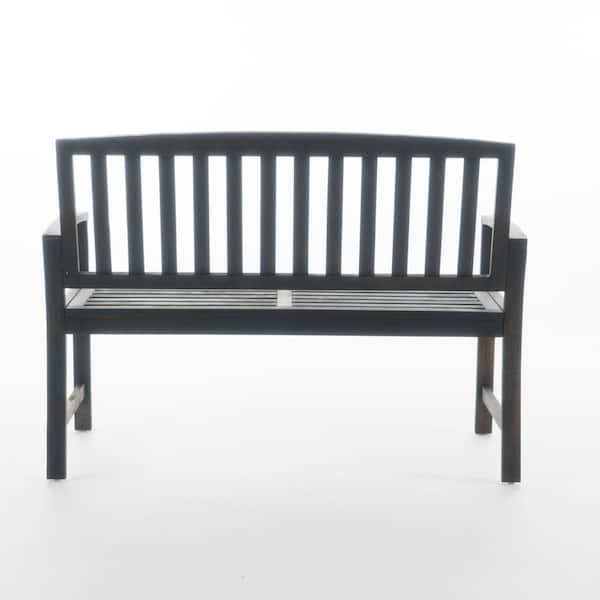 Tiramisubest Charcoal Grey Acacia Wood Outdoor Deep Seating Bench ...
