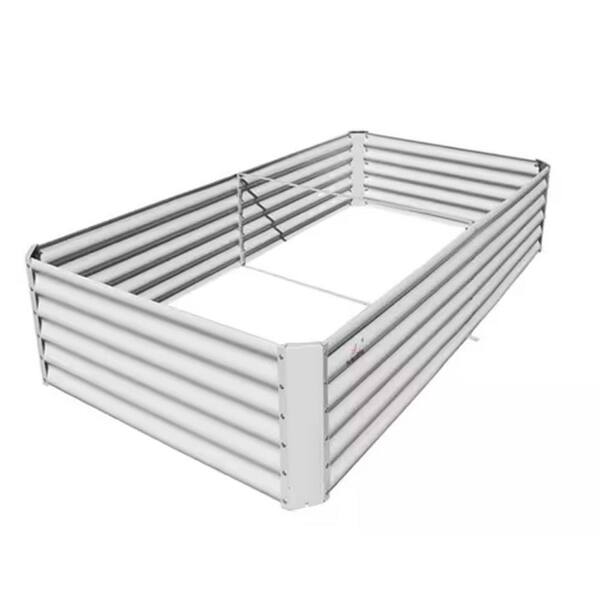 PASAMIC 8 ft. x 4 ft. x 1 ft. White PVC Rectangular Outdoor Raised ...