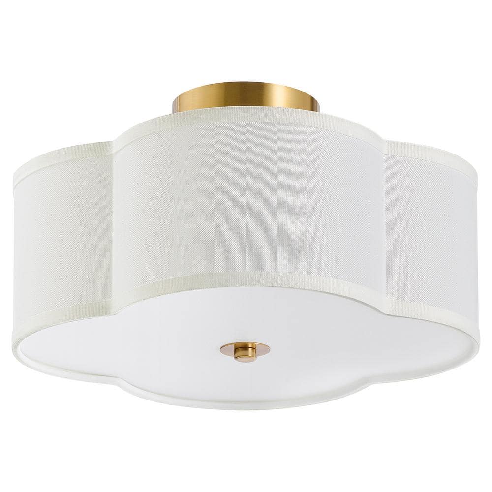Merra 12.6 in. 4-Light Fabric Semi Flush Mount Ceiling Light Fixture ...