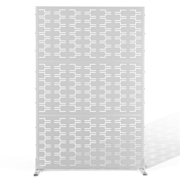 TUYOHW 47" W x 72" H White Metal Privacy Wall-Backyard Screen Panel ...