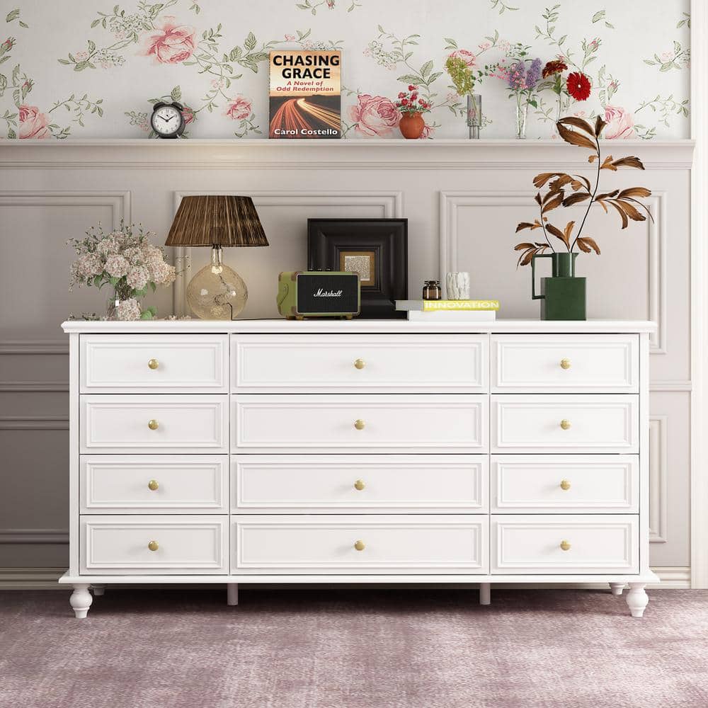Have a question about FUFU&GAGA White Wooden 63 in. W 12-Drawer Chest ...