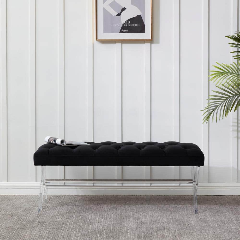 SAFAVIEH Tourmaline Black Entryway Bench 48 in. SFV4722E - The Home Depot