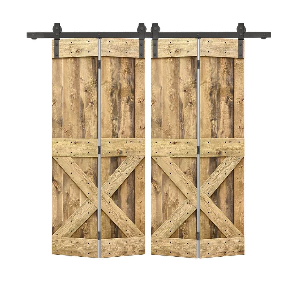 CALHOME 40 in. x 84 in. Mini x Solid Core Weather Oak Stained DIY Wood ...