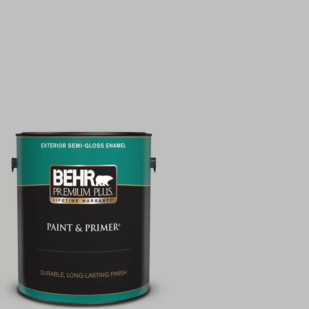 BEHR PREMIUM PLUS 1 gal. #PPU24-17 Hailstorm Gray Semi-Gloss Enamel ...