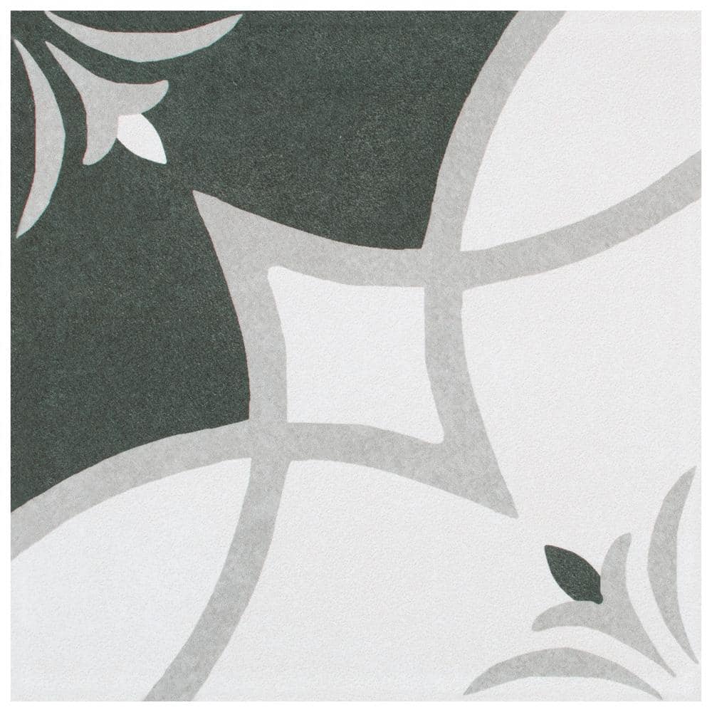 Merola Tile Twenties Crest 7-3/4 in. x 7-3/4 in. Ceramic Floor and Wall ...