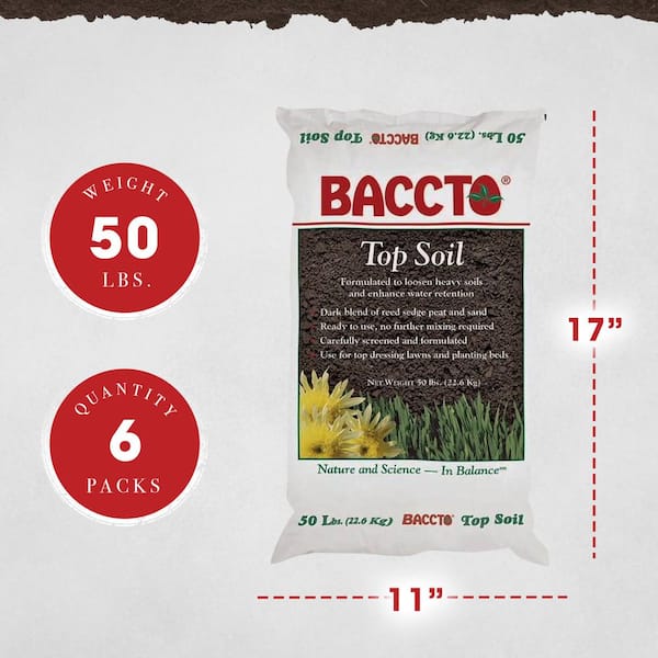 BACCTO Baccto Lawn Soil With Reed Sedge, Peat and Sand 50 lbs. (6-Pack ...