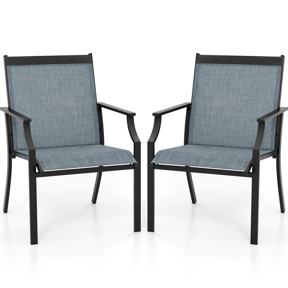 Gymax Metal Outdoor Dining Chairs Patio Armchairs with Sturdy Metal ...