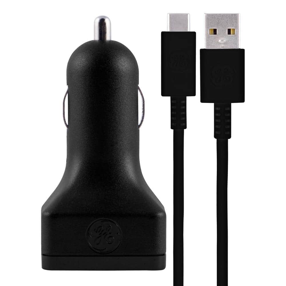 GE 6.5 ft. 2-USB Pro Car Charger Kit, Black 39975 - The Home Depot