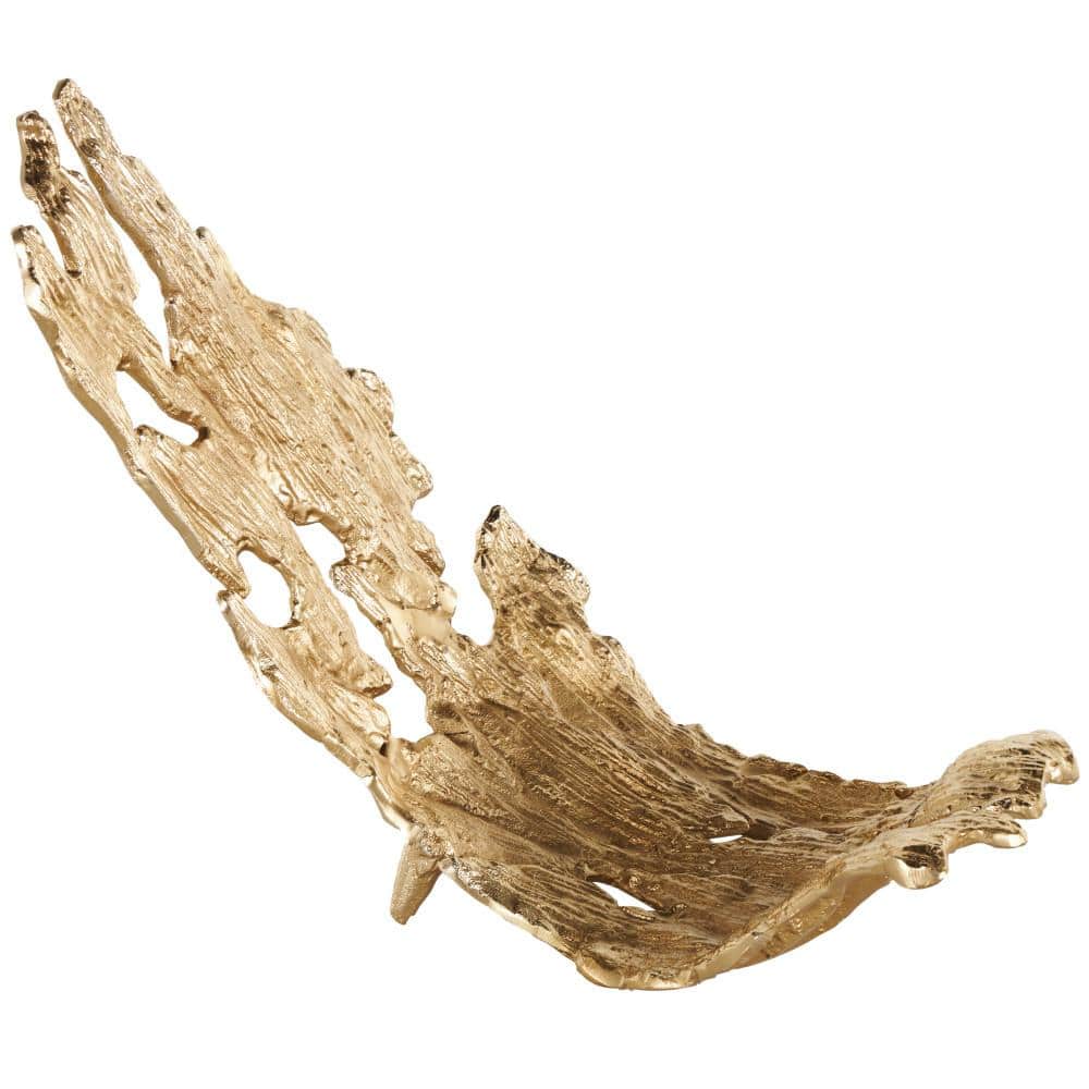 Litton Lane Gold Aluminum Metal Leaf Angled Leaf Decorative Bowl with ...