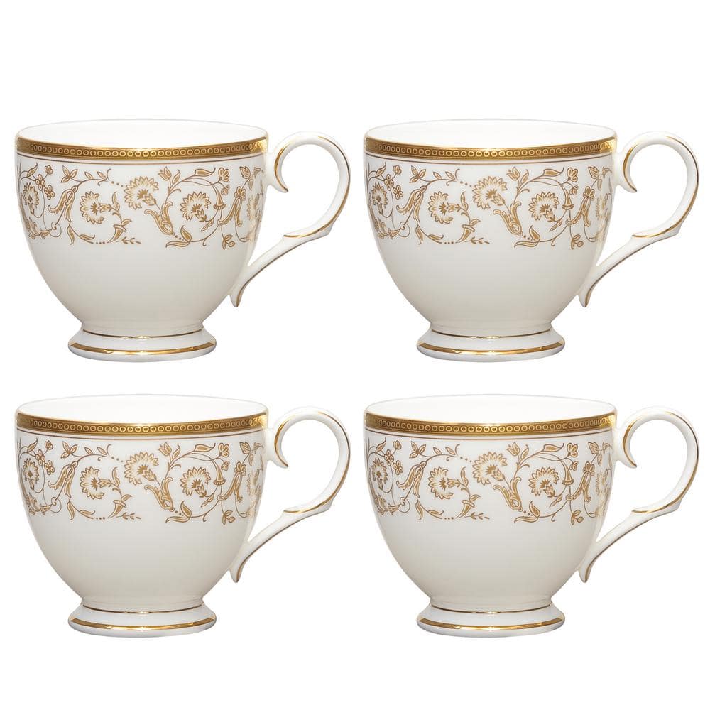 Noritake Summit Gold 7 fl. oz. (White) Bone China Tea Cups, (Set of 4 ...