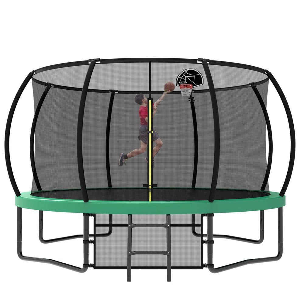 Noble House Jovaro 12 ft. Outdoor Recreational Trampoline for Kids with ...