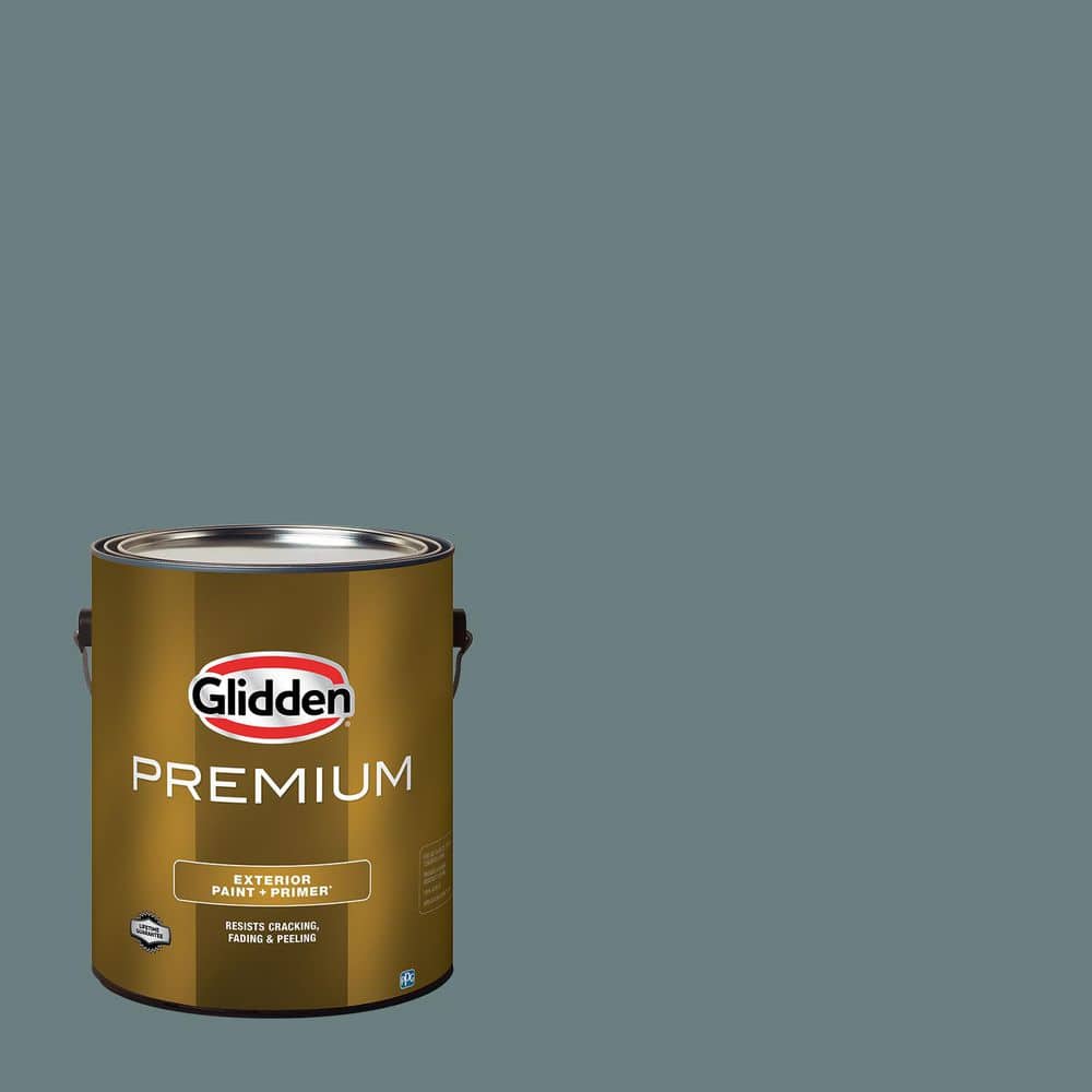 Glidden Premium 1 gal. PPG1034-6 Blue Blood Flat/Matte Exterior Paint ...