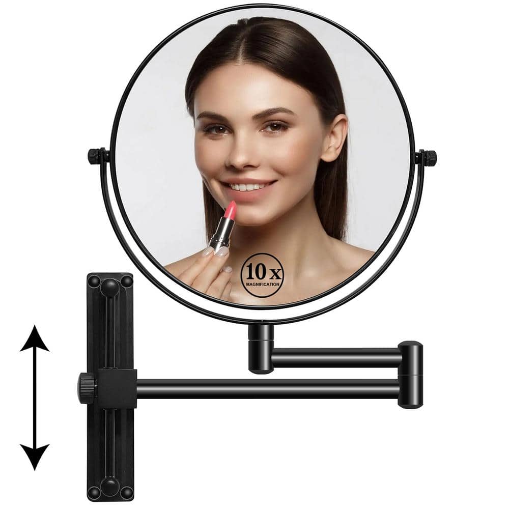 FUNKOL 8 in. W x 8 in. H Round 1X/10X Magnifying Wall Mounted Height ...