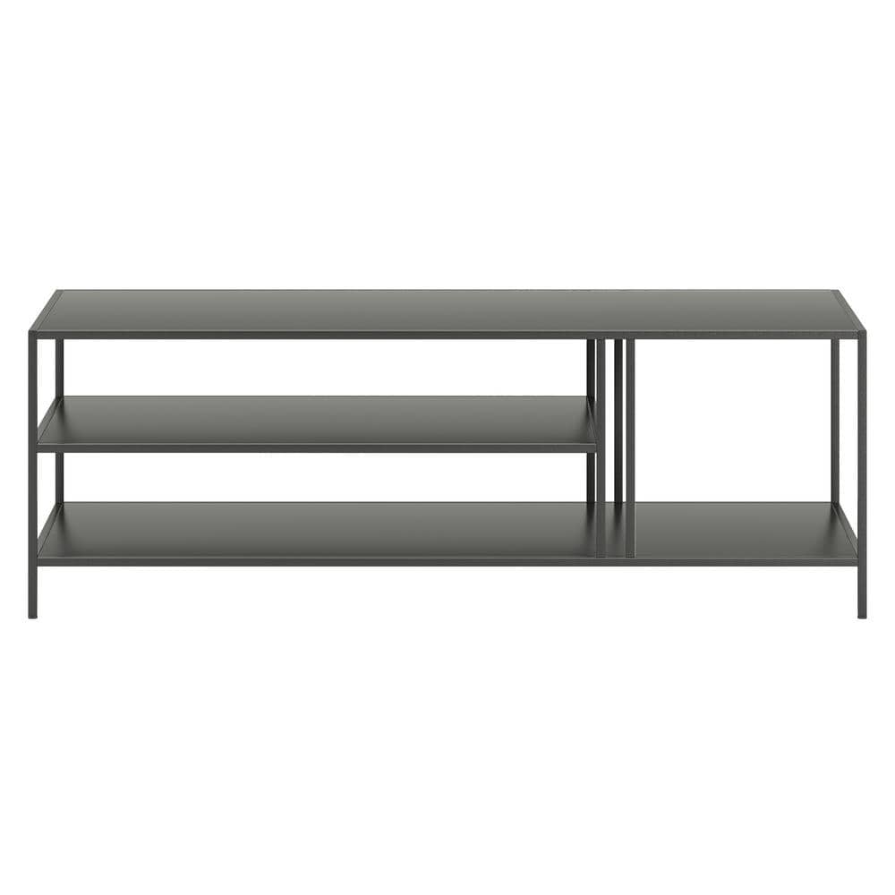 HomeRoots Black Rectangle Metal Coffee Table with Shelves storage 48 in ...