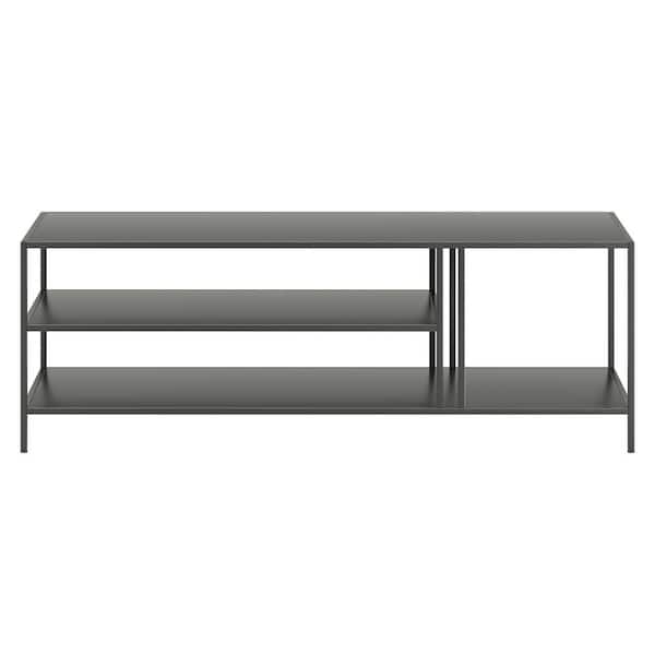 HomeRoots Black Rectangle Metal Coffee Table with Shelves storage 48 in ...