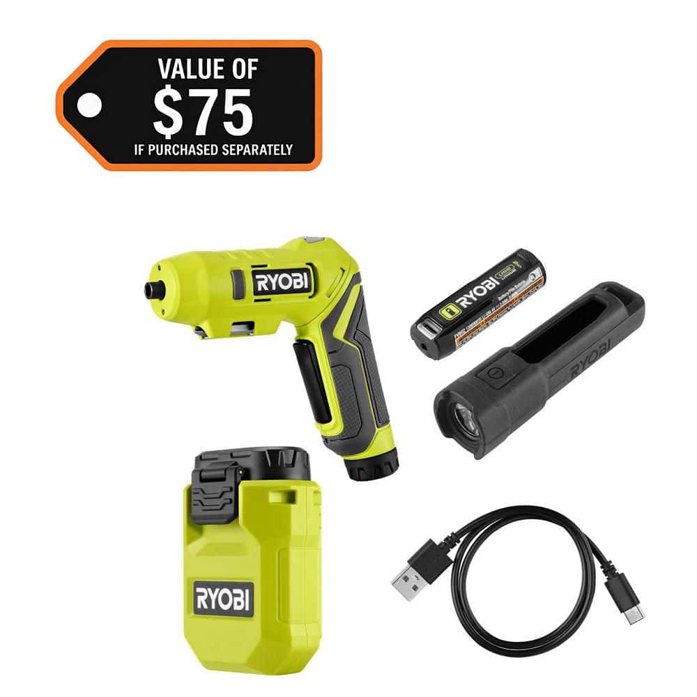 RYOBI USB Lithium Cordless 3-Tool Combo Kit with 2 Ah Battery and USB ...