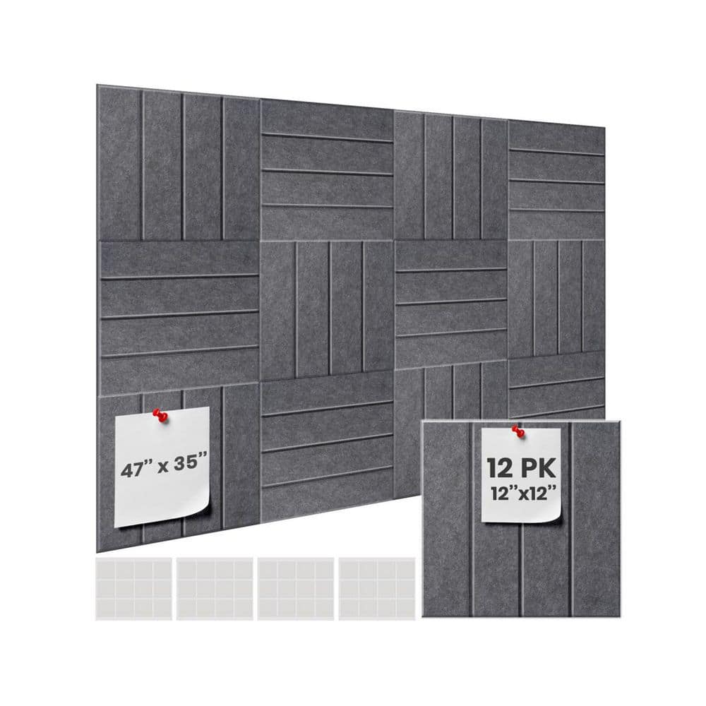 12 Pack 35 in. x 47 in. Grey Felt Framed Memo Board HDF1TKY872 - The ...